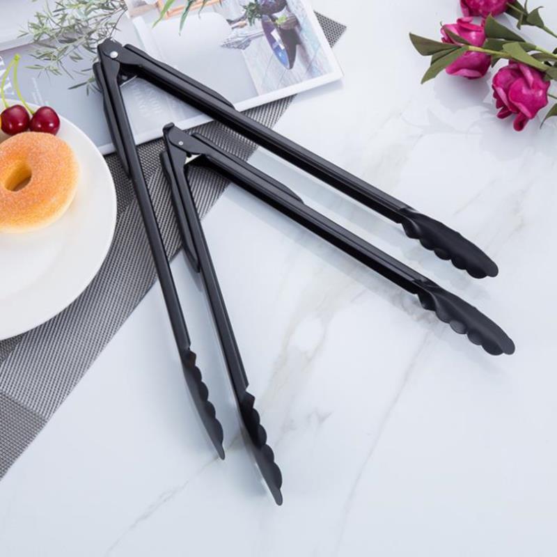 1PCS 9/12/14 inch Stainless Steel Food Tongs Barbecue Tong Bread BBQ ...