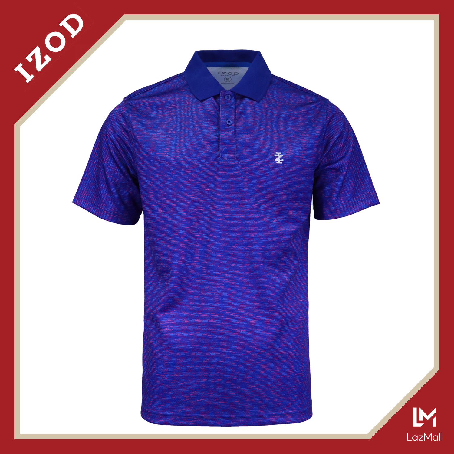 Izod Men's Basic Fit Printed Golf Shirt w/ Knitted Collar (Royal Blue ...