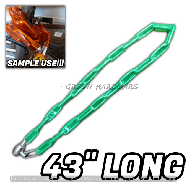 1PCS 43" INCH Green Soft Plastic Wrapped Metal Chain Cable Safety Lock ...