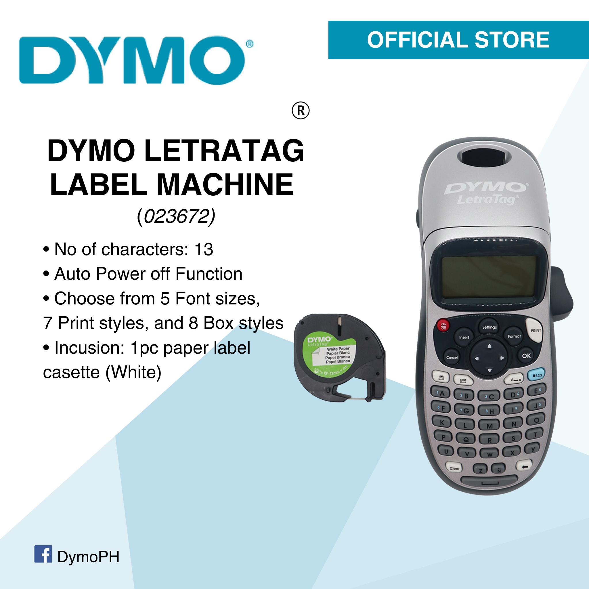 DYMO LetraTag® Handheld Label Machine | includes 1pc Dymo Label Tape ...
