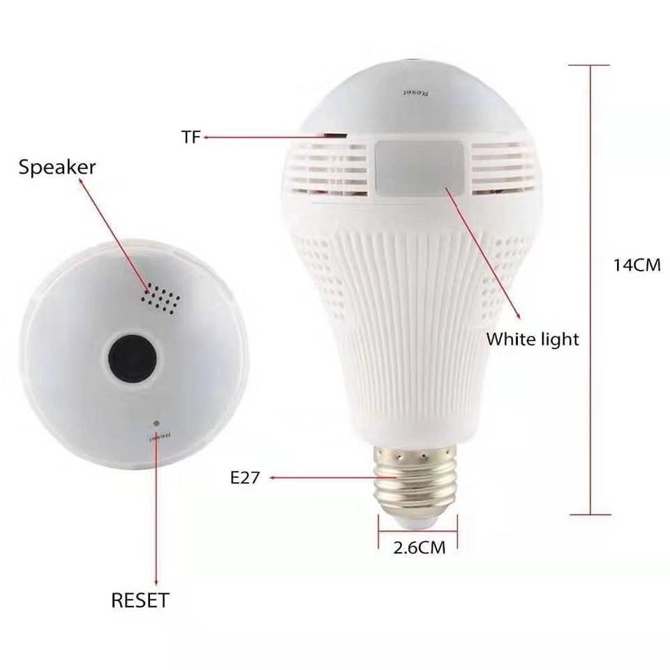 Smart LED Bulb 360° Fisheye Lens Panorama WiFi IR Camera | Lazada PH