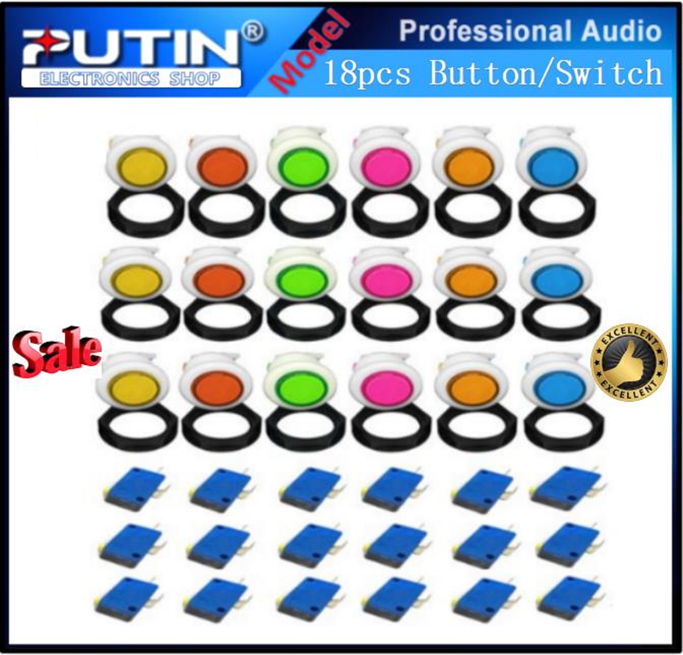 Polestar 18pcs Push Button with Micro Switch for Videoke Set% high ...