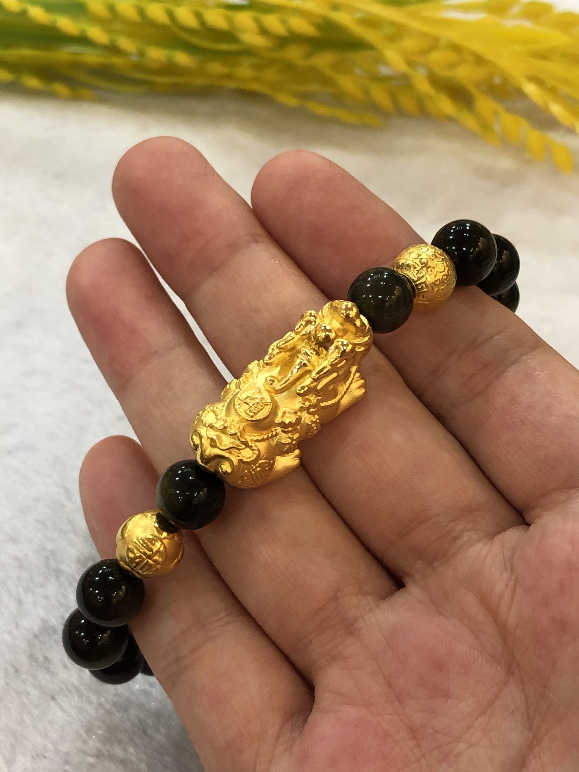 🐰JS&CO 100% Top1, Best Seller Feng Shui Black Obsidian Vermiel Gold ...