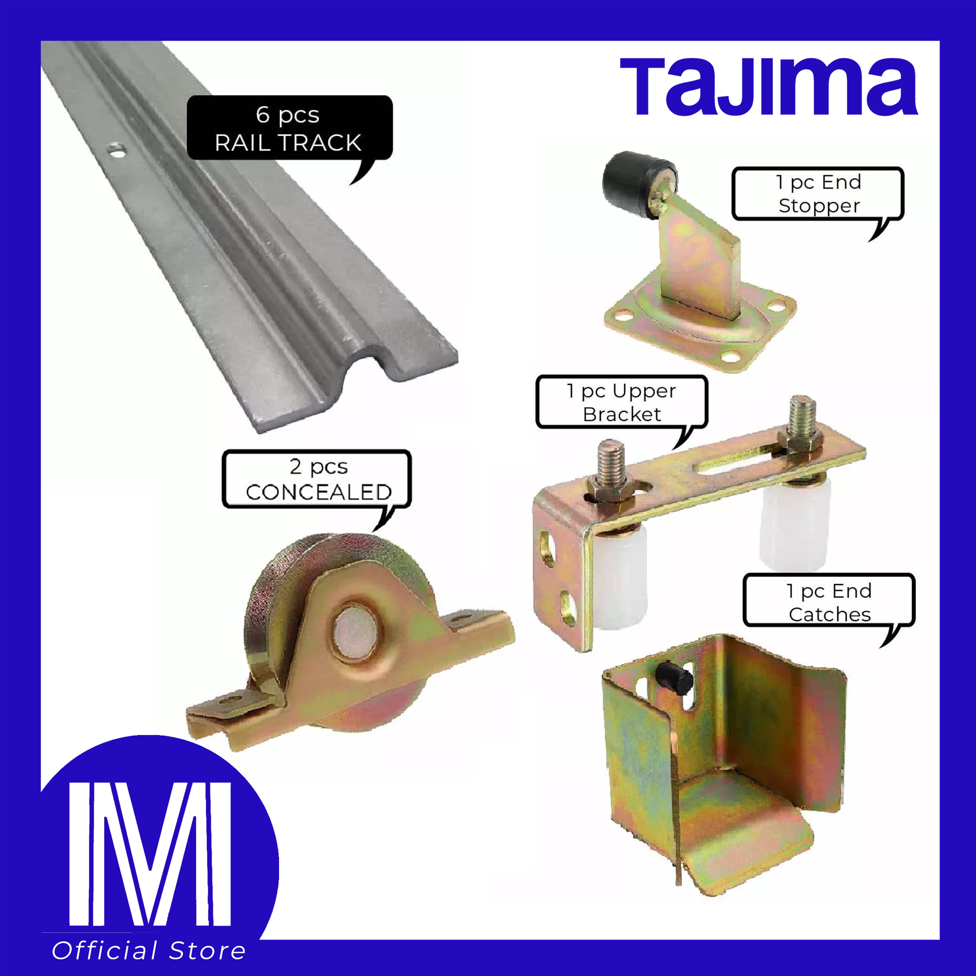 Sliding Gate U-Groove Hardware Set (Rollers, Tracks, Stopper, Catcher ...