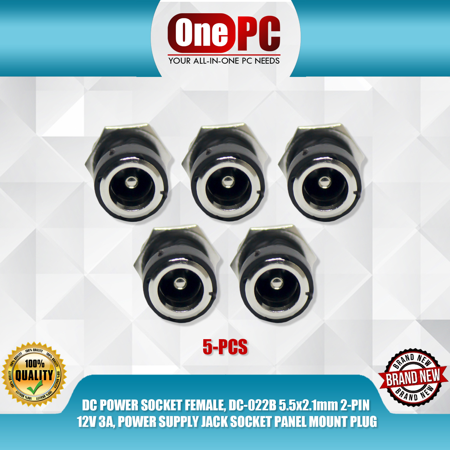 DC POWER SOCKET FEMALE, DC-022B 5.5x2.1mm 2-PIN 12V 3A, POWER SUPPLY ...