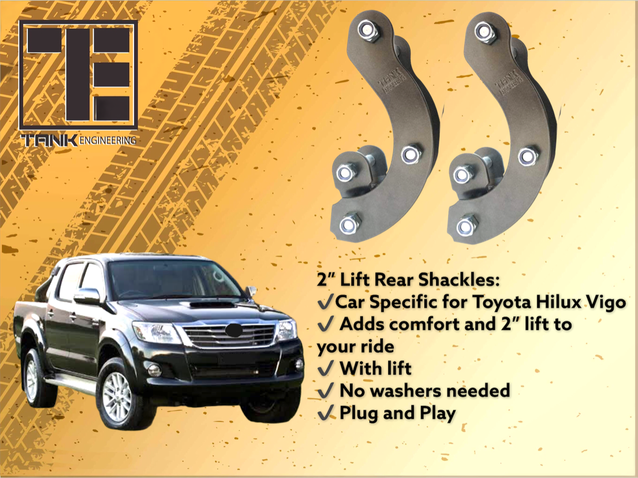 Tank Engineering 4x4 Toyota Hilux Vigo 2" LIFT rear leaf spring Heavy ...