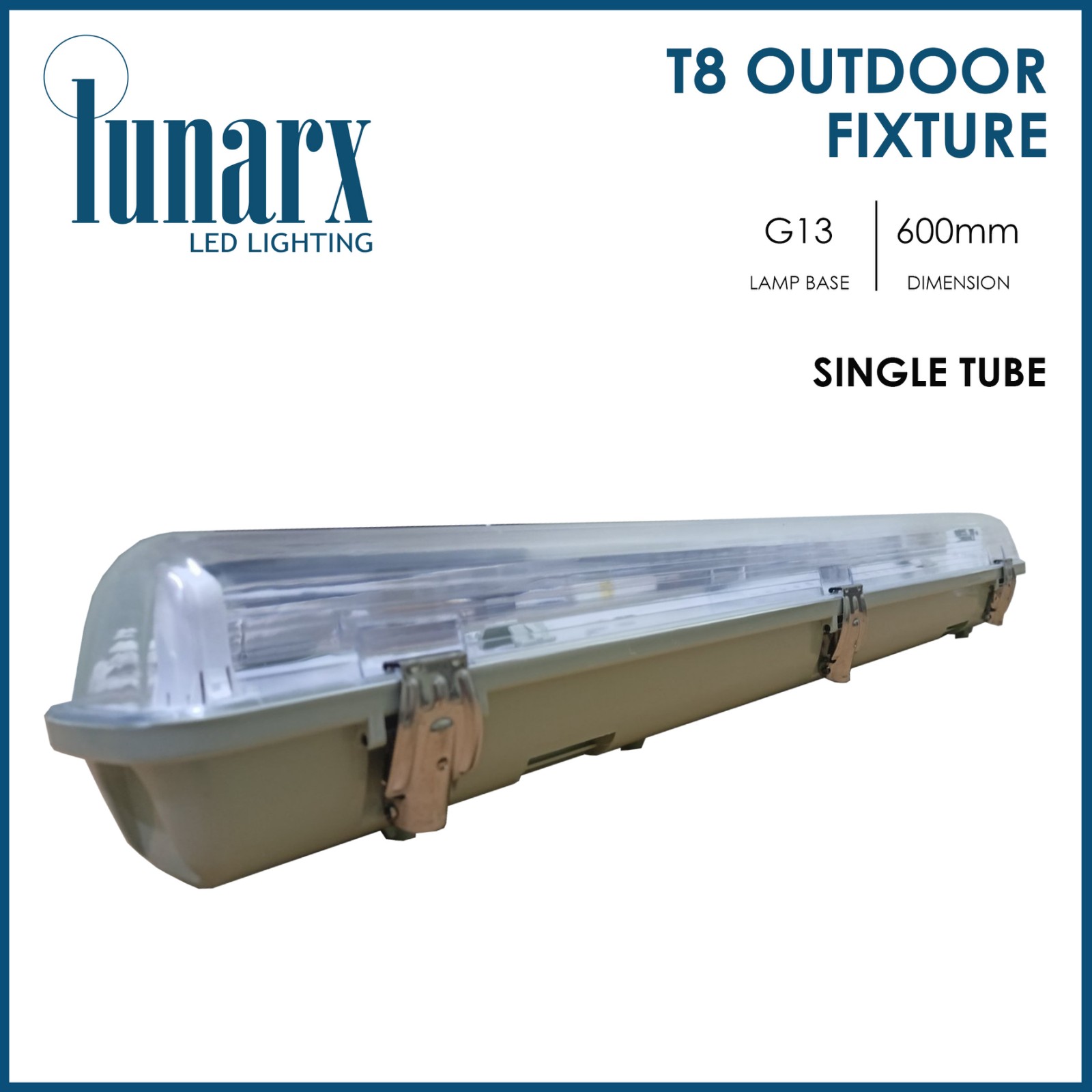 Lunarx T8 Outdoor Fixture Single Tube 600mm Tube Light Box Type ...