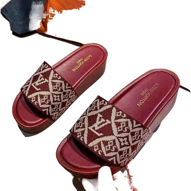 New letter slippers fendi women's single casual shoes female outer High ...