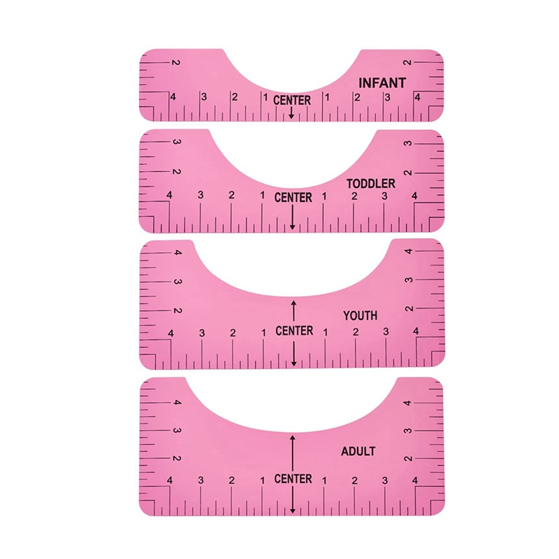 4 PCS Pink T-Shirt Ruler Guide Multifunction Alignment Ruler Tool Set ...