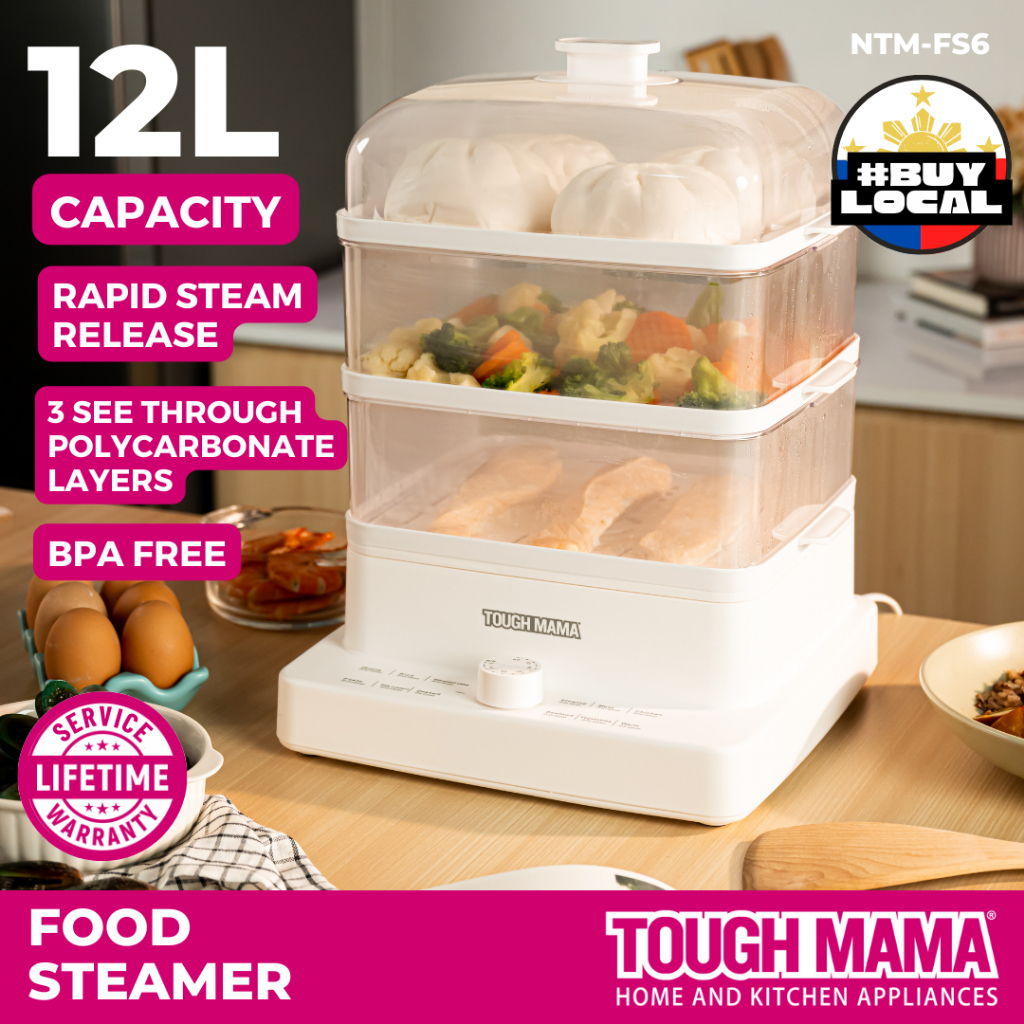 Tough Mama Food Steamer Ntm Fs6 White 3 Layers Fast Steaming Bpa Free ...