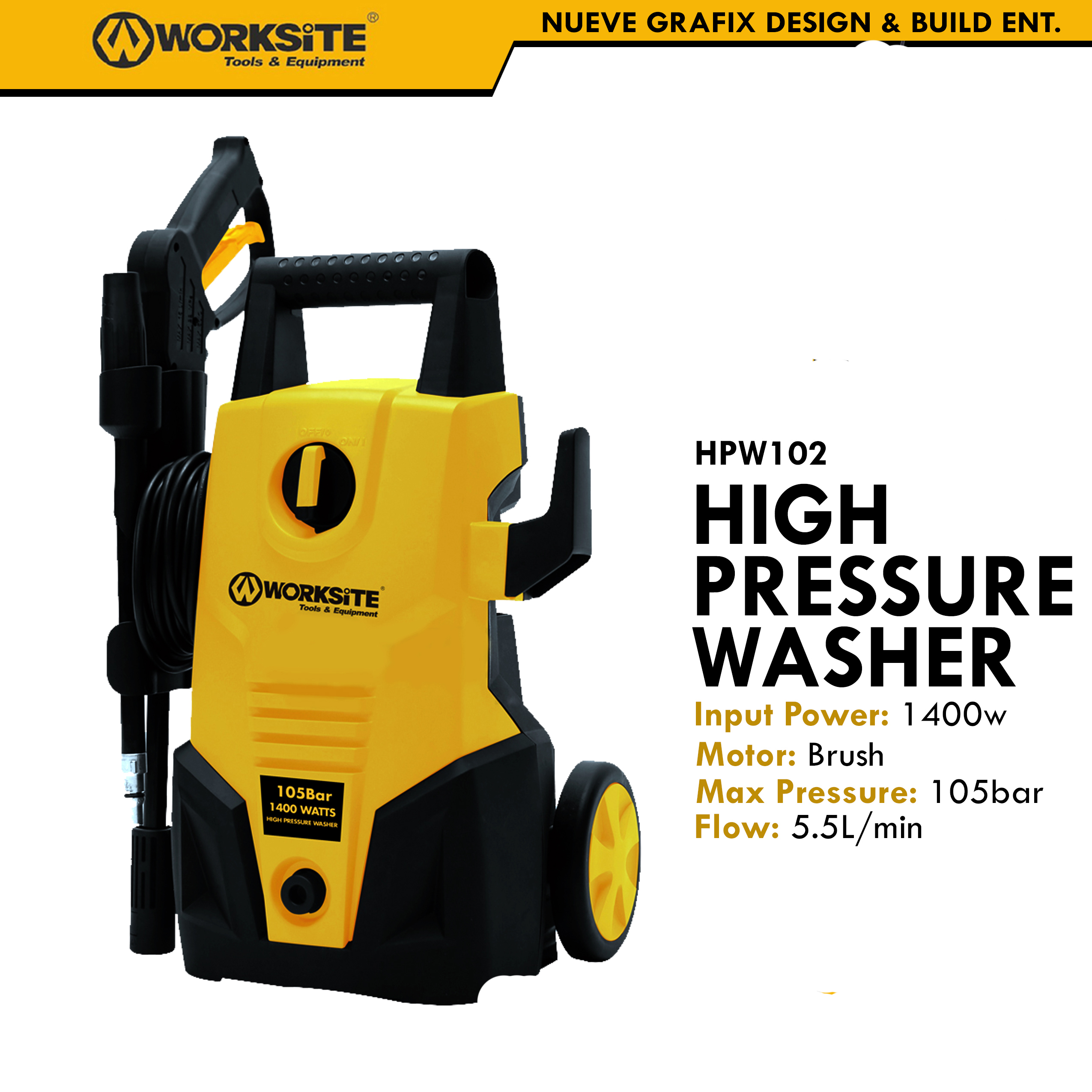 WORKSITE HIGH PRESSURE WASHER HPW102 | Lazada PH