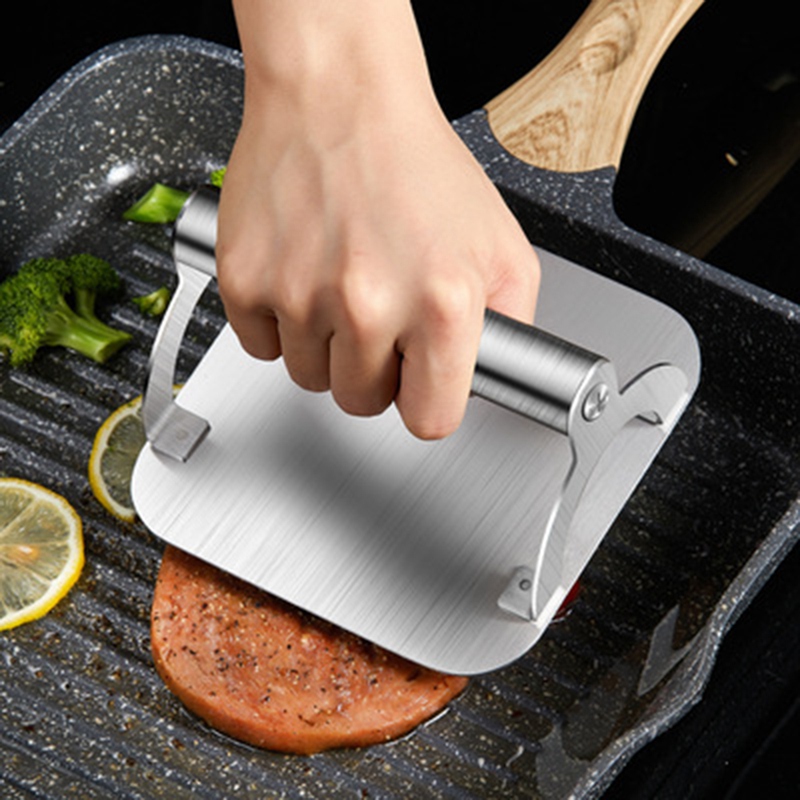 Kitchen Stainless Steel Steak Weight/Bacon Press with Handle, Heavy ...
