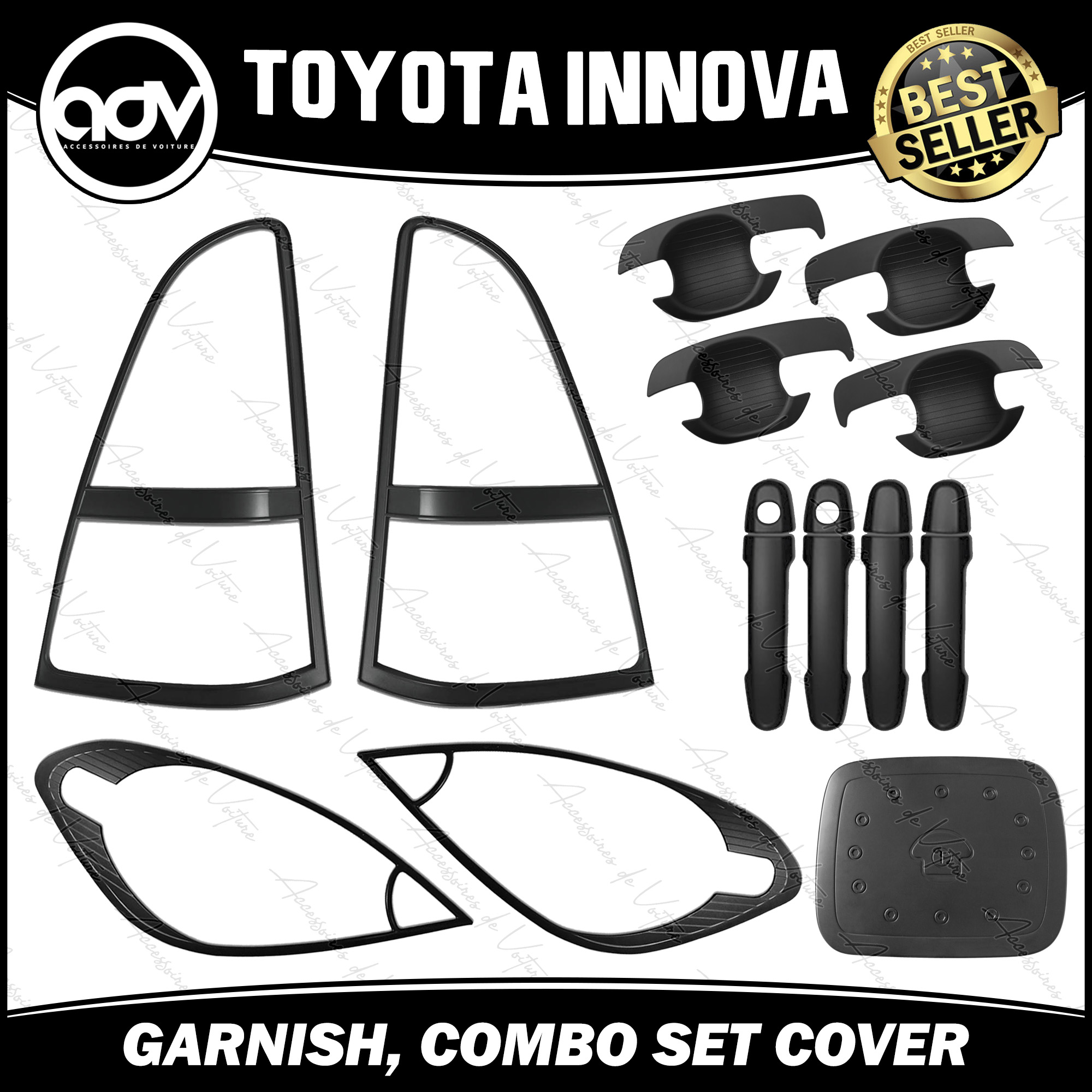 Toyota Innova 2009-2011 Garnish, Combo Set of Covers (Matte Black ...