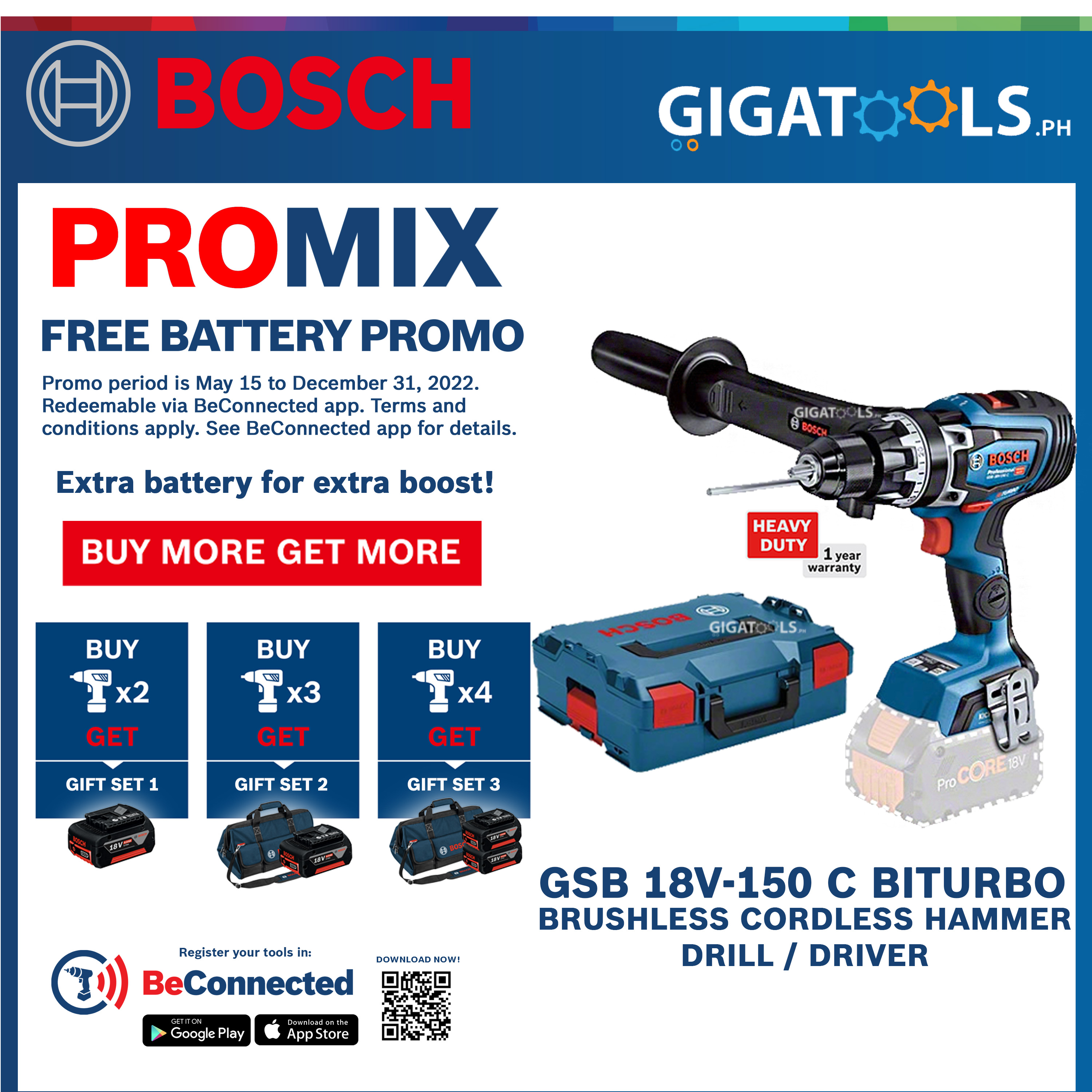 Bosch GSB 18V-150 C Professional BITURBO Brushless Cordless Hammer ...