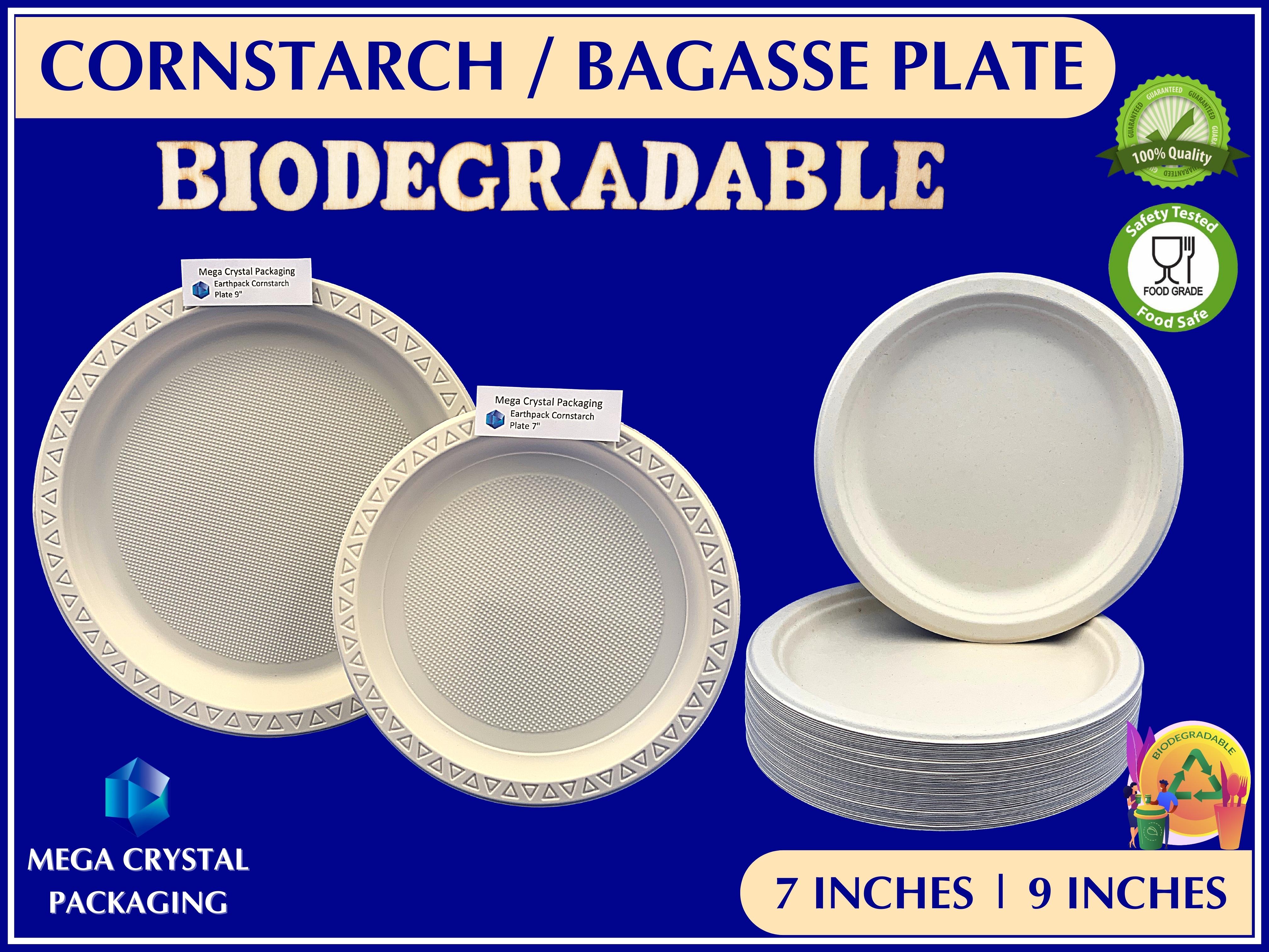 [ 50 Pcs. ] Biodegradable Cornstarch / Bagasse Natural Plate 7 Inches ...