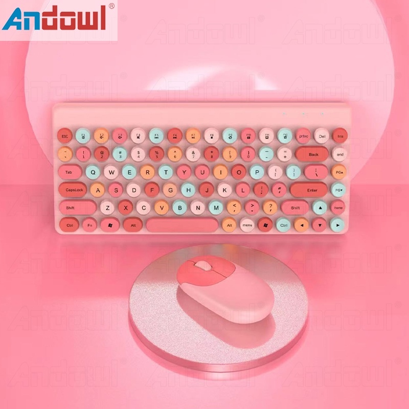 Andowl Keyboard And Mouse Set Office Home Wireless Bluetooth Silent For ...