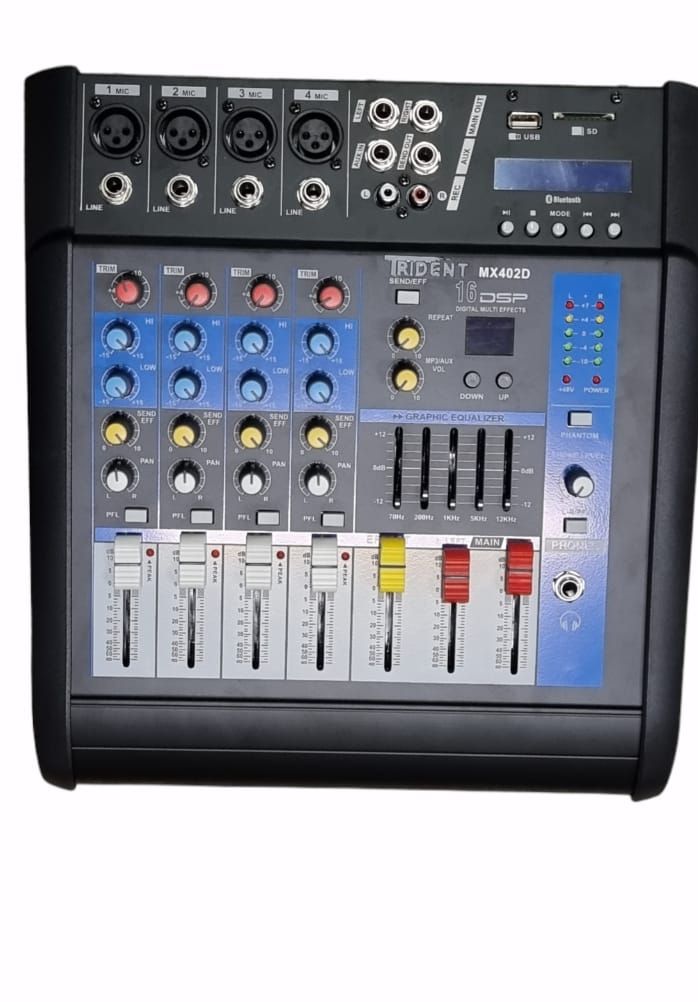 4 CHANNEL POWERED AUDIO MIXER WITH BLUETOOTH USB, SD CARD SLOT MX402 ...