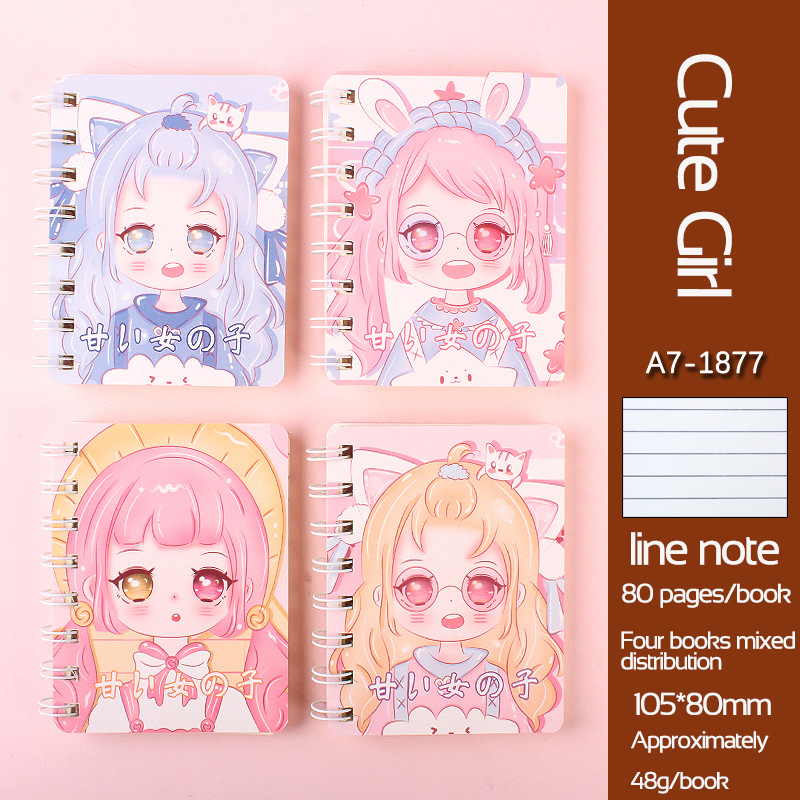 1pcs Cartoon Coil Notebook 80 Sheets Portable Coil Book Portable Coil Notepad Memo Mini Notebook