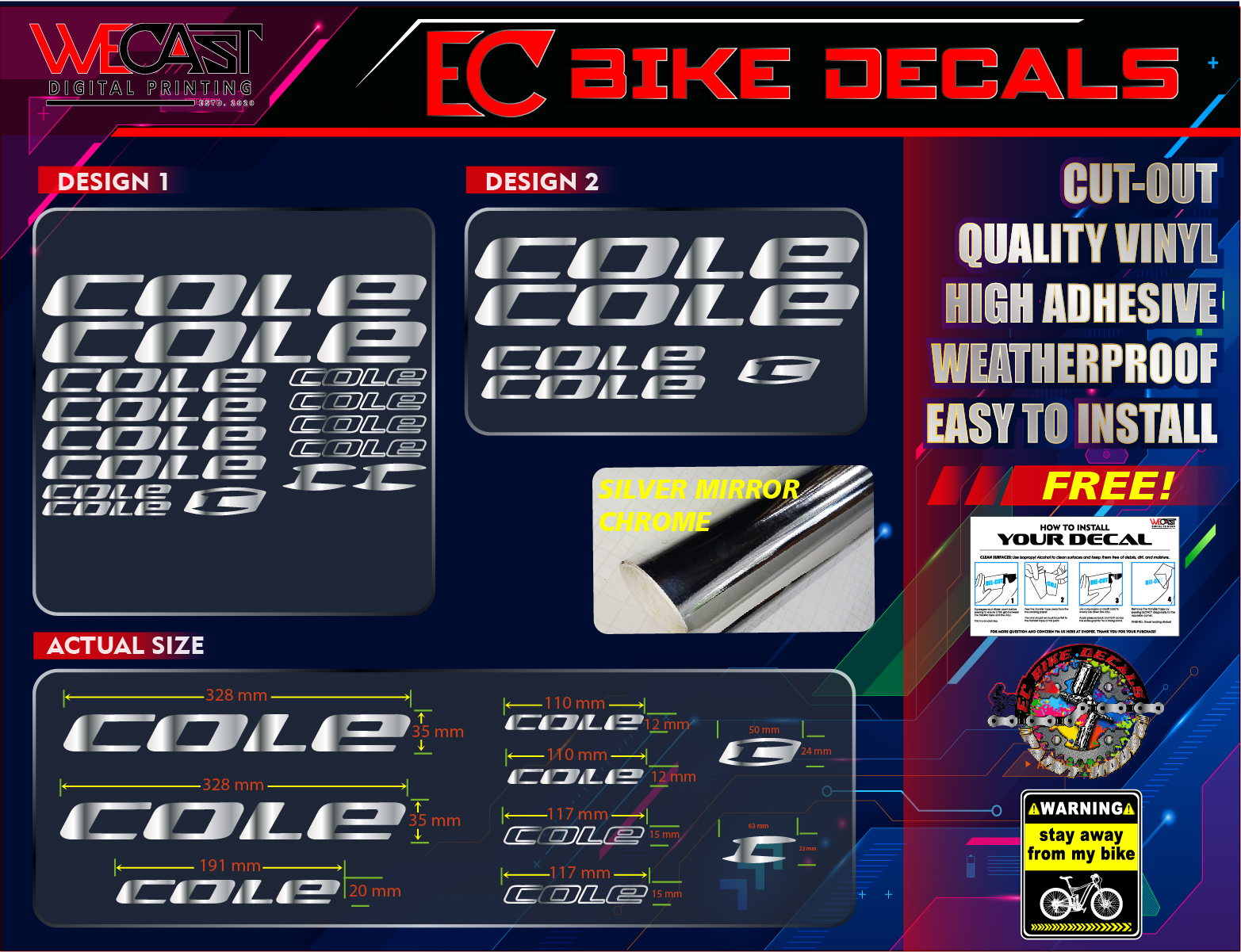 COLE BIKE FREAME DECALS | Lazada PH