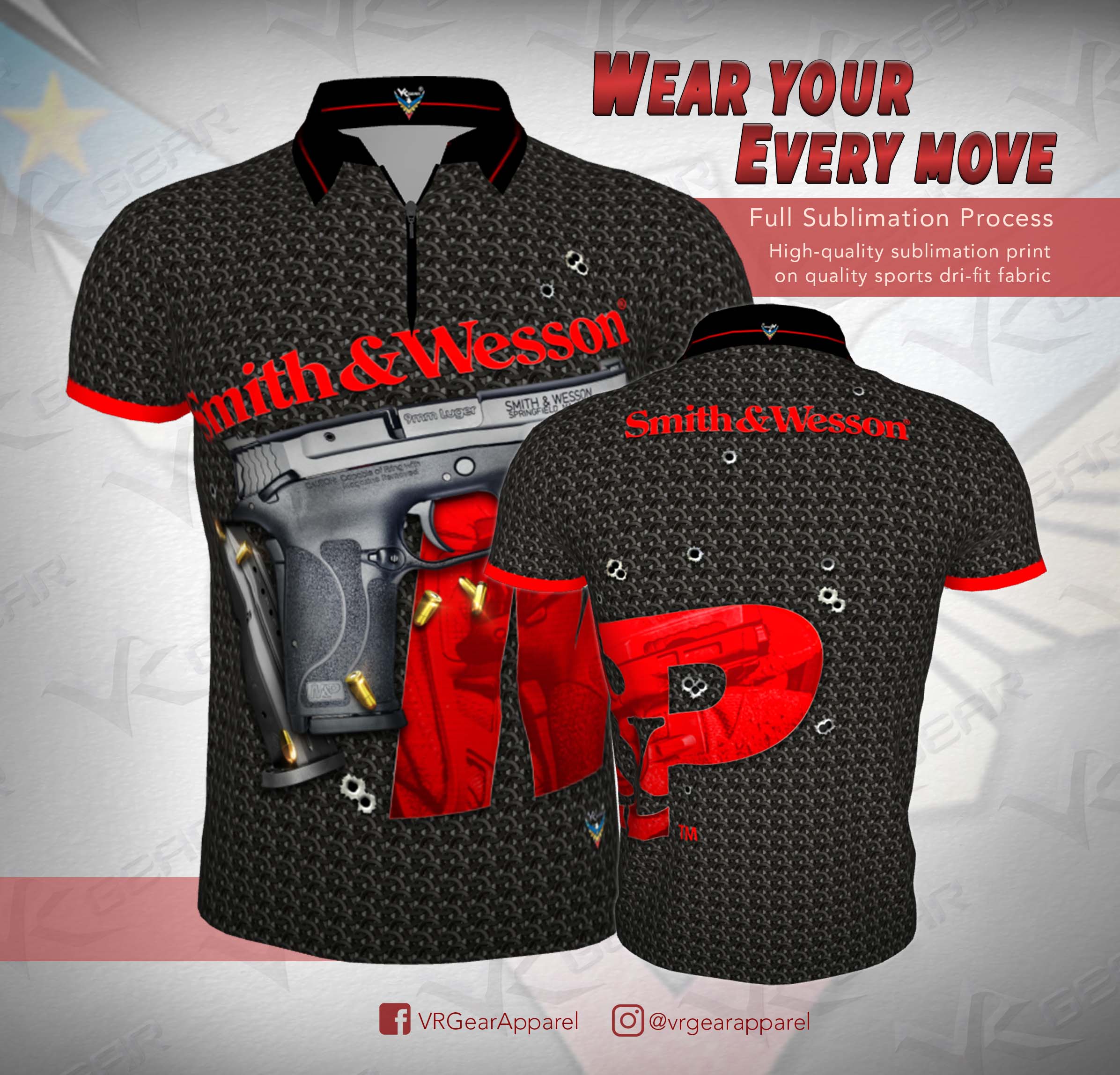 SMITH & WESSON MP Subli Polo Shirt VR Gear Apparel Drifit Unisex | Lazada PH