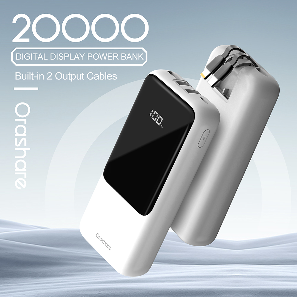 Orashare OH20 20000mAh Powerbank With Built in Cord Large Screen LED ...