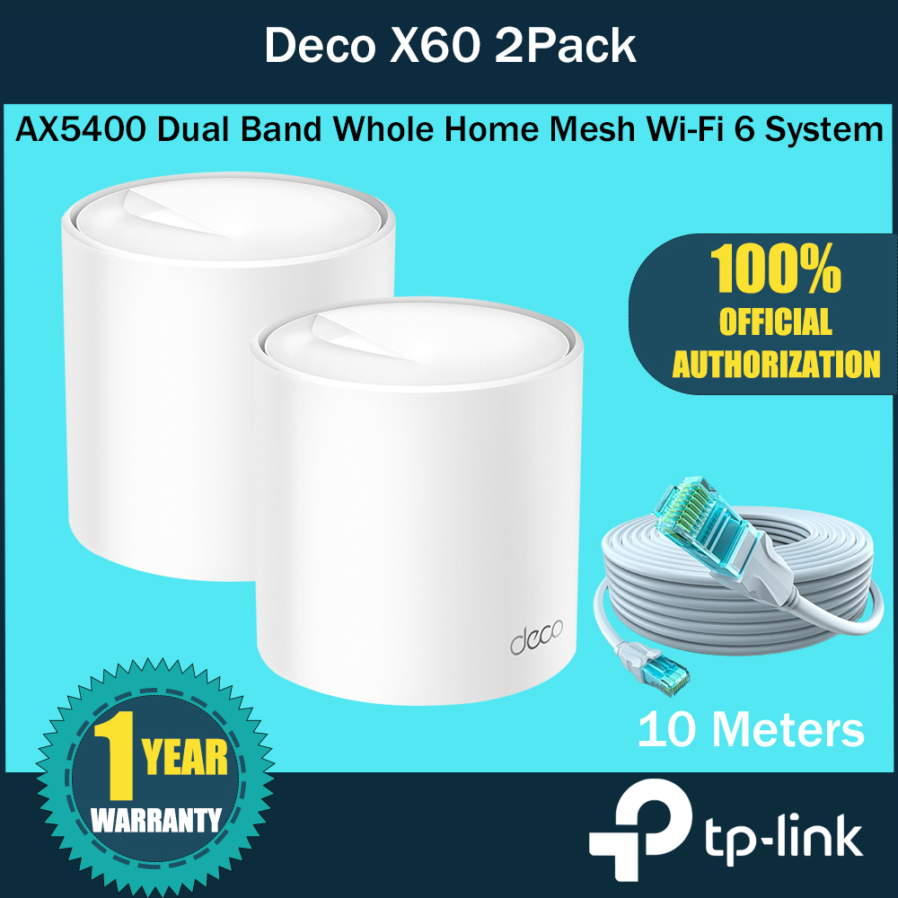 【READY STOCK】TP-Link Deco X60 (2 pack) AX5400 Whole Home Mesh Wi-Fi 6 System, Up to 5,300 Sq ft ...