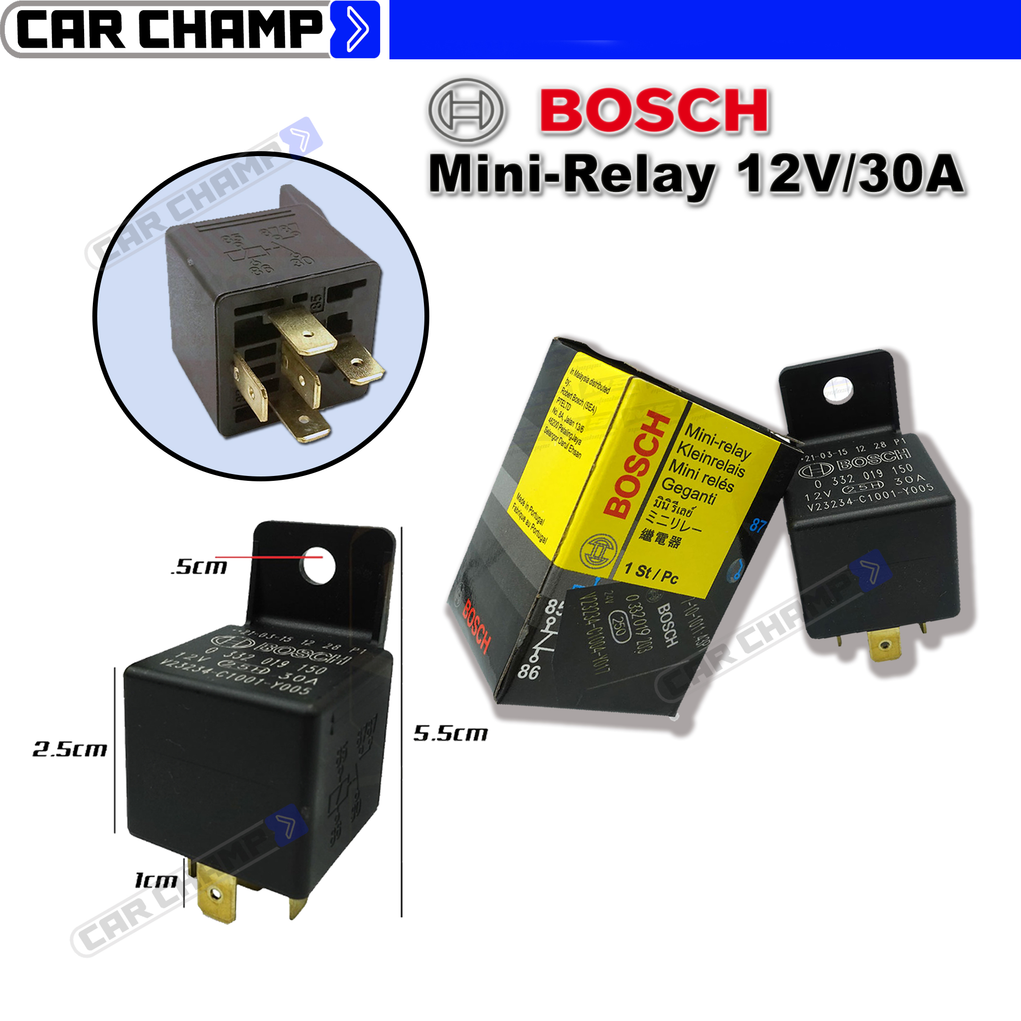 Bosch auto Mini Relay 12V 30A 5-PIN | Lazada PH