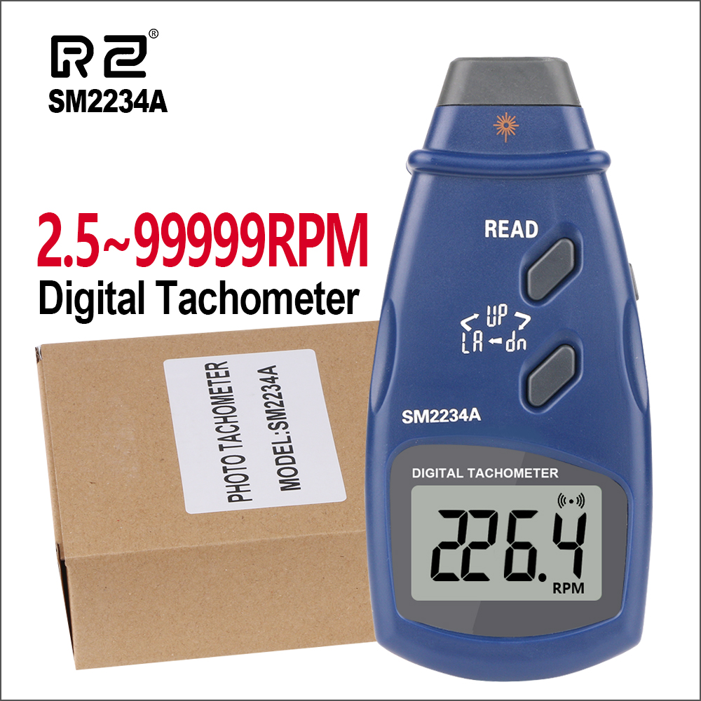 RZ SM2234A LCD Digital Tachometer Electronic Photo Tachometer Max Min ...