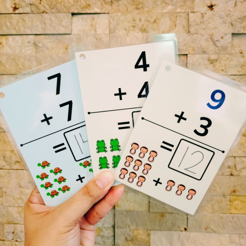 NEW addition cards counting answering math flash cards laminated 46 pcs ...
