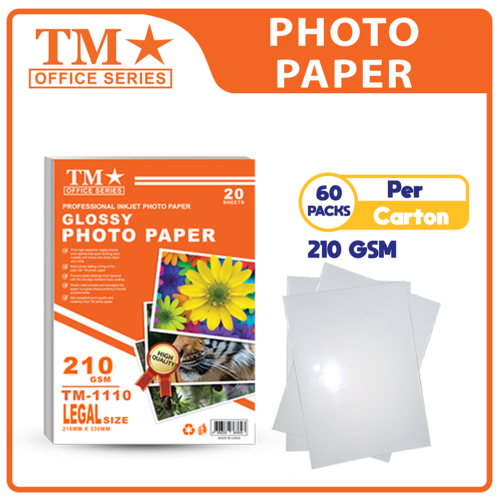 TM Glossy Photo Paper Legal 210 GSM x 60 packs | Lazada PH