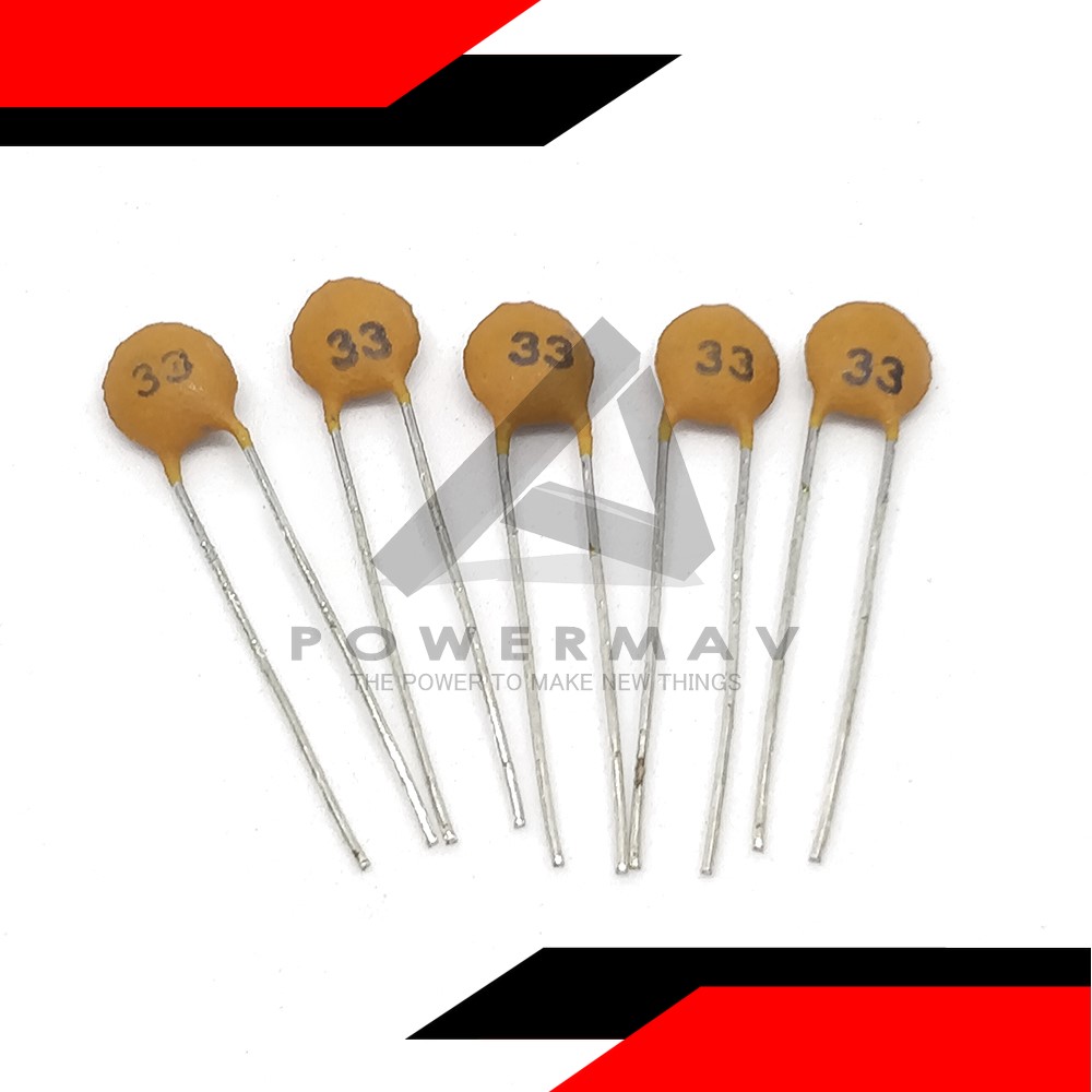 5pcs 33pf ceramic capacitor 50V 33 pf 33 Ceramic Capacitor 50v 33pf Red ...