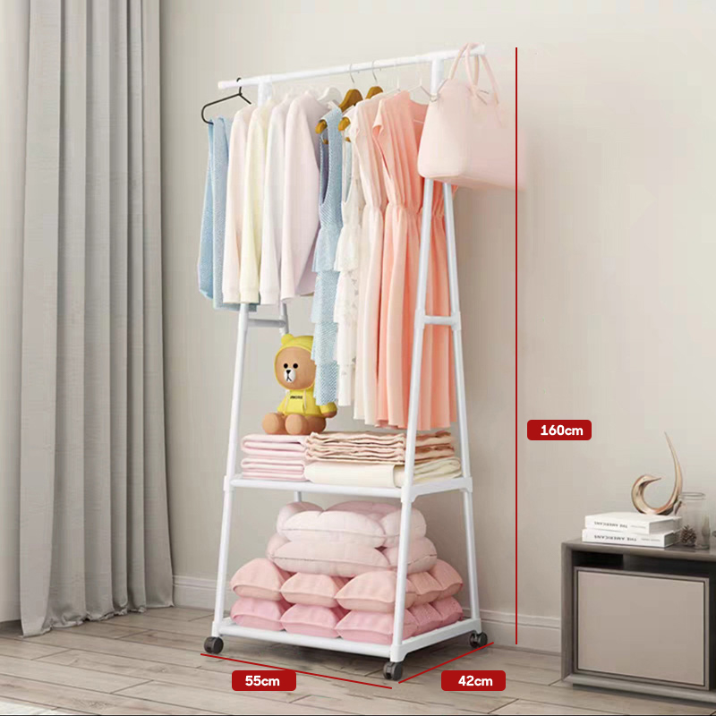 Triangle Coat Rack Simple Floor Clothes Hanger 2 Layer Rack Bedroom ...