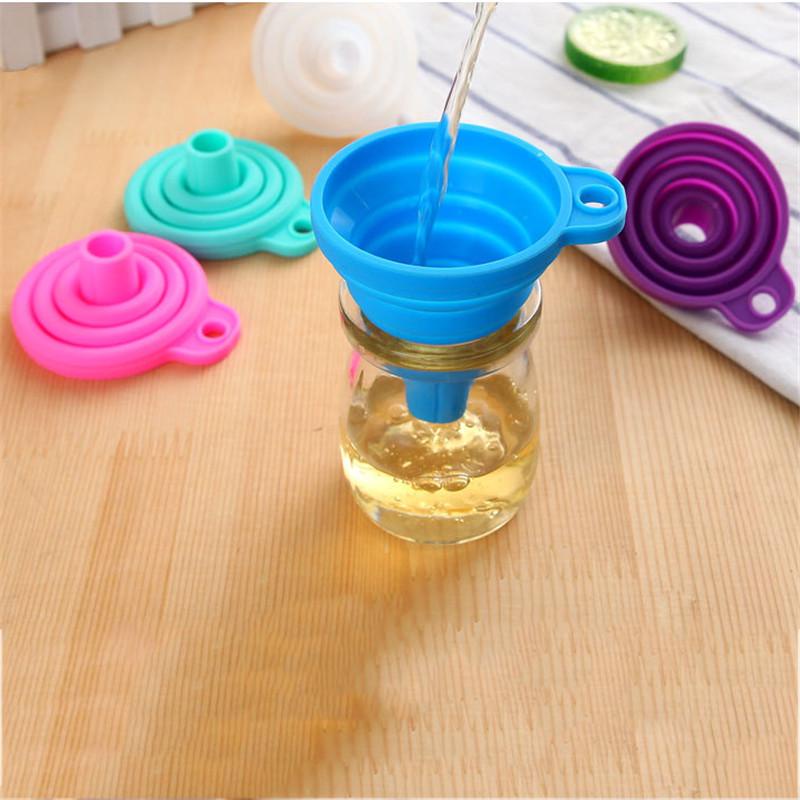 1pc Mini Silicone Foldable Funnel Collapsible Hopper Kitchen Cooking ...