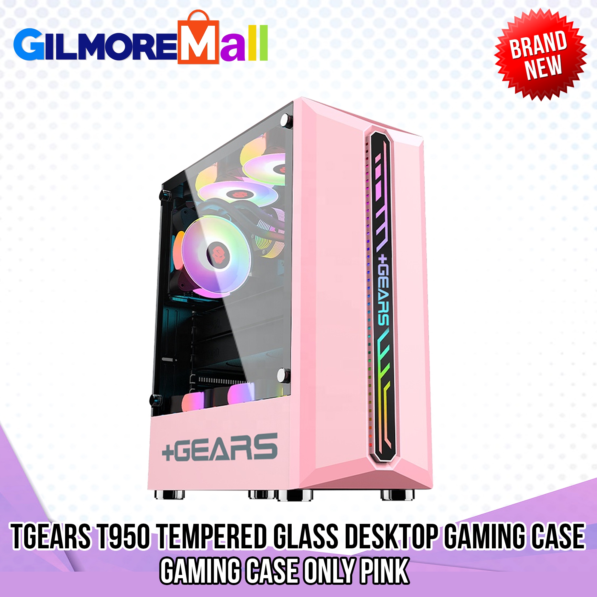 TGEARS T950 TEMPERED GLASS PINK DESKTOP GAMING CASE | Fits in ATX ...
