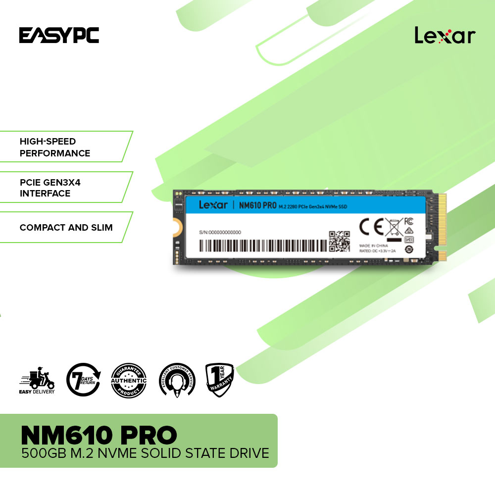 EasyPC | Lexar NM610 Pro 500GB / 1TB M.2 NVME Solid State Drive SSD for Desktop PC & Laptop ...