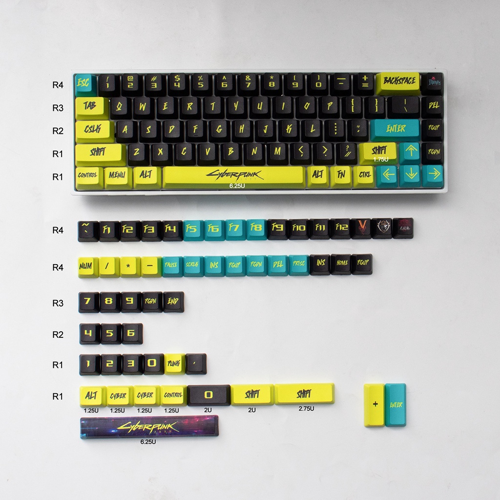 122 Keys Cyberpunk 2077 Keycaps DYE-SUB OEM Profile For Mechanical ...
