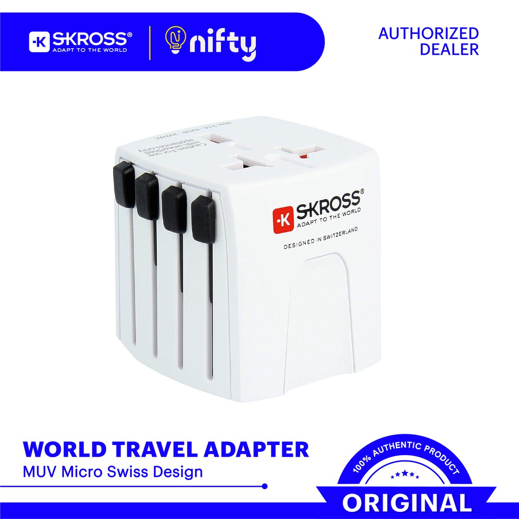 SKROSS World Travel Adapter MUV Micro Swiss Design, Smallest 2-Pole ...