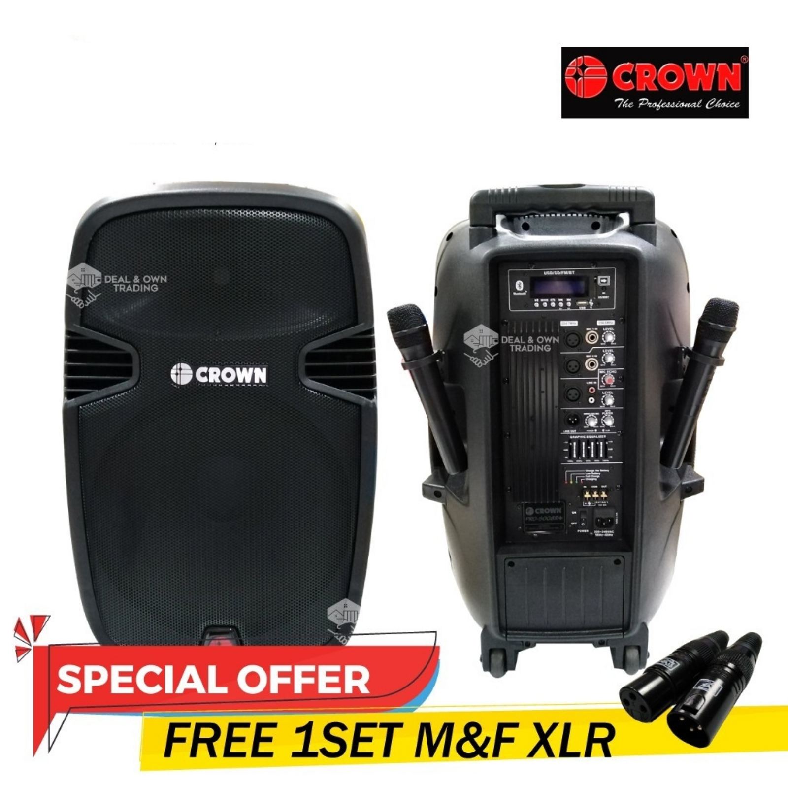Crown PRO-5008R Plus 15" 2 Way 480W Powered Speaker with BT, USB, SD &2 ...
