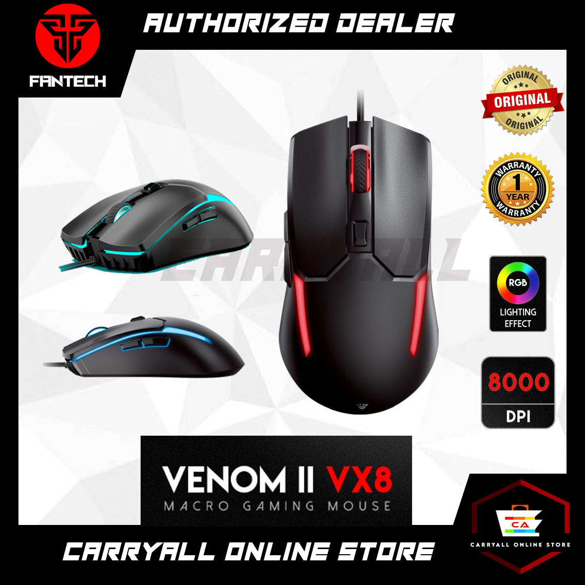 Fantech VENOM II VX8 RGB 8000 DPI Wired Macro Gaming Mouse | Lazada PH