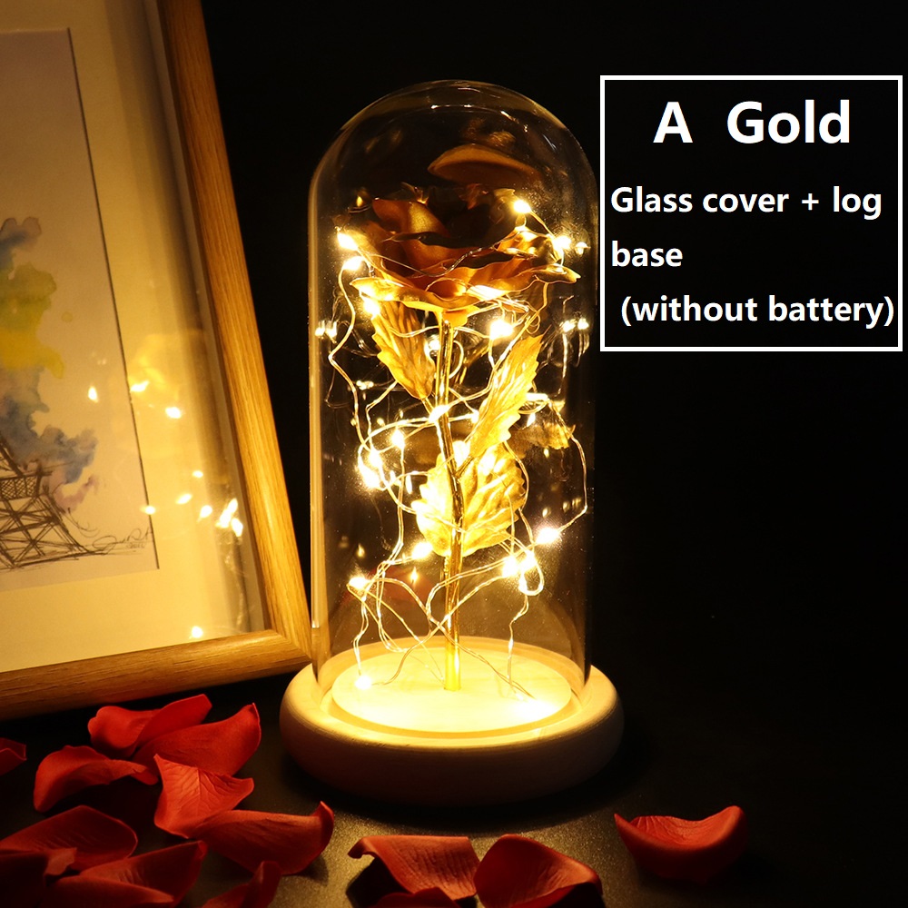 Galaxy Rose with Box, Eternal Rose with LED Light, Glass Dome, Rose ...