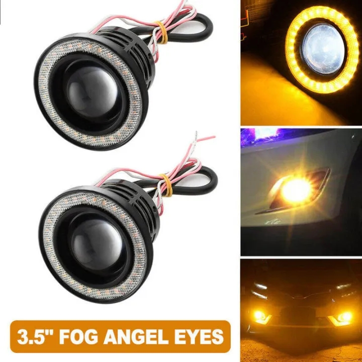 🥇 [Fast delivery]2Pcs Angel Eyes Fog Lamp3.5" 89mm 12V Universal COB ...
