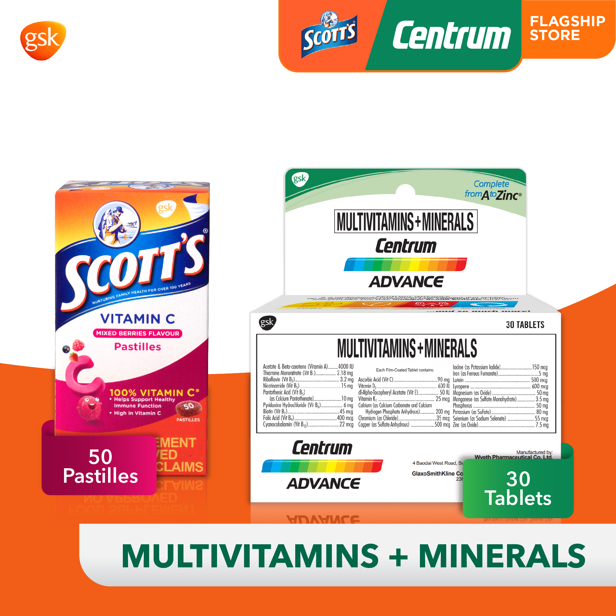 Scott’s Pastilles Mixed Berries 50s and Multivitamins + Minerals ...