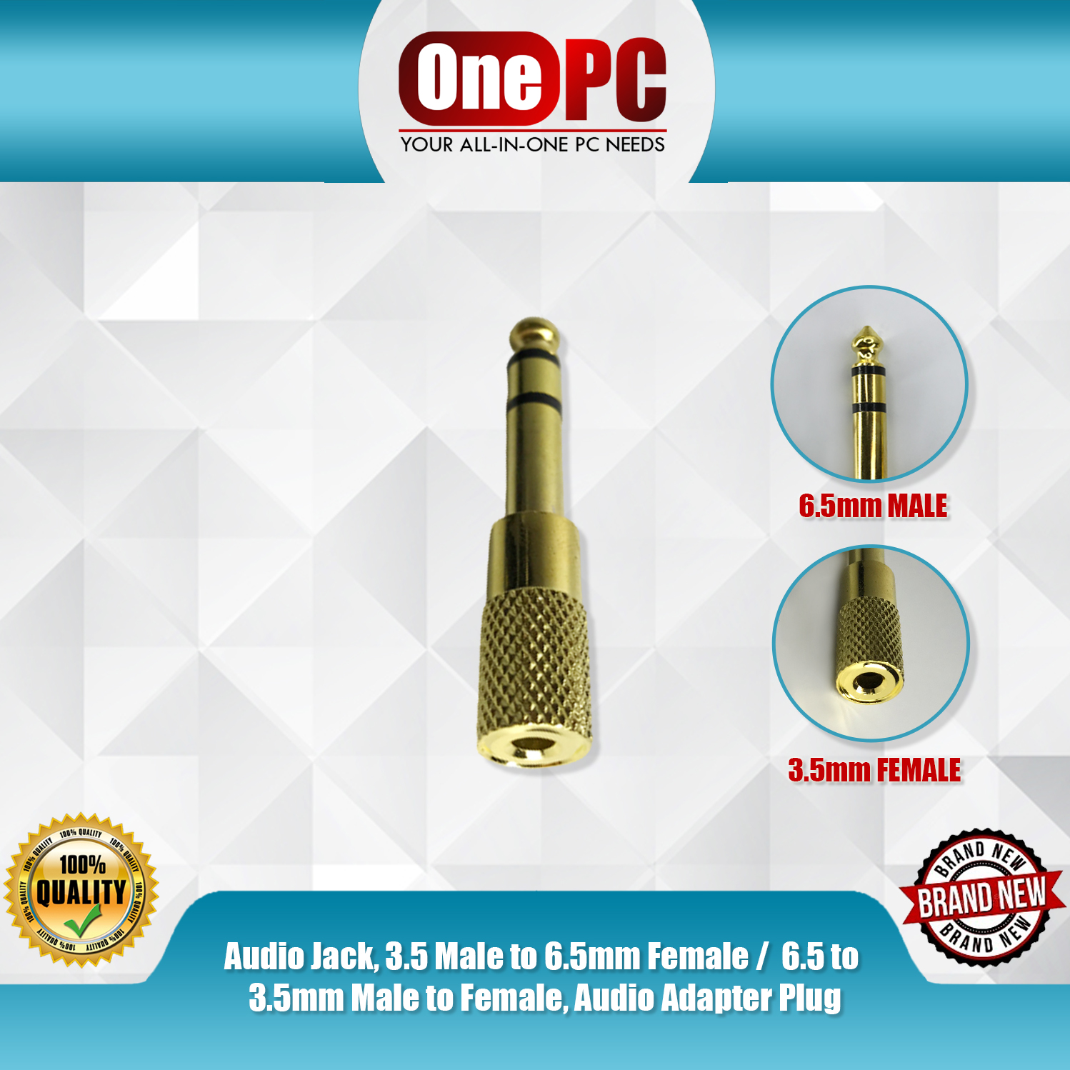 Audio Jack, 3.5 Male to 6.5mm Female / 6.5 to 3.5mm Male to Female ...