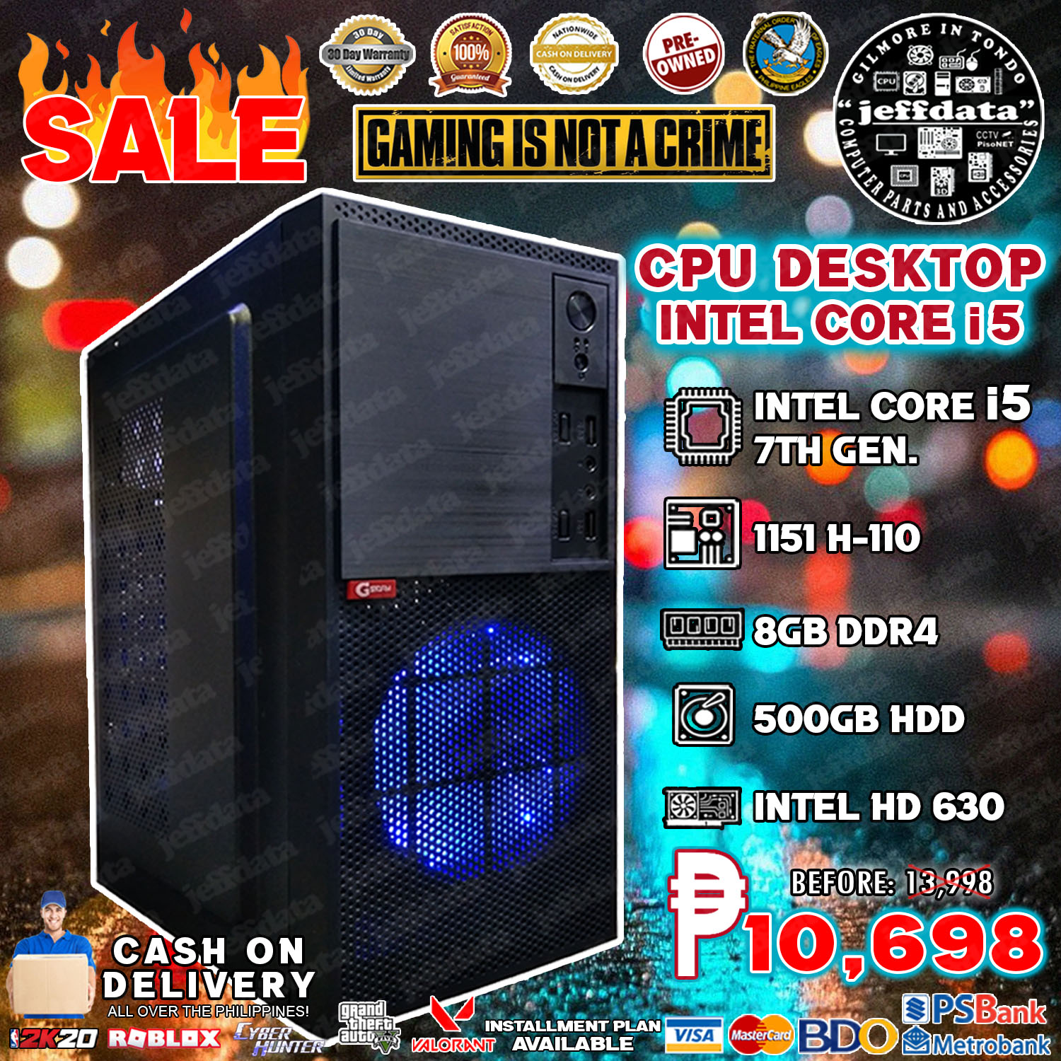 CPU intel Core i5 7th gen 8gb ram 500gb hdd Intel hd 630 (jeffdata ...