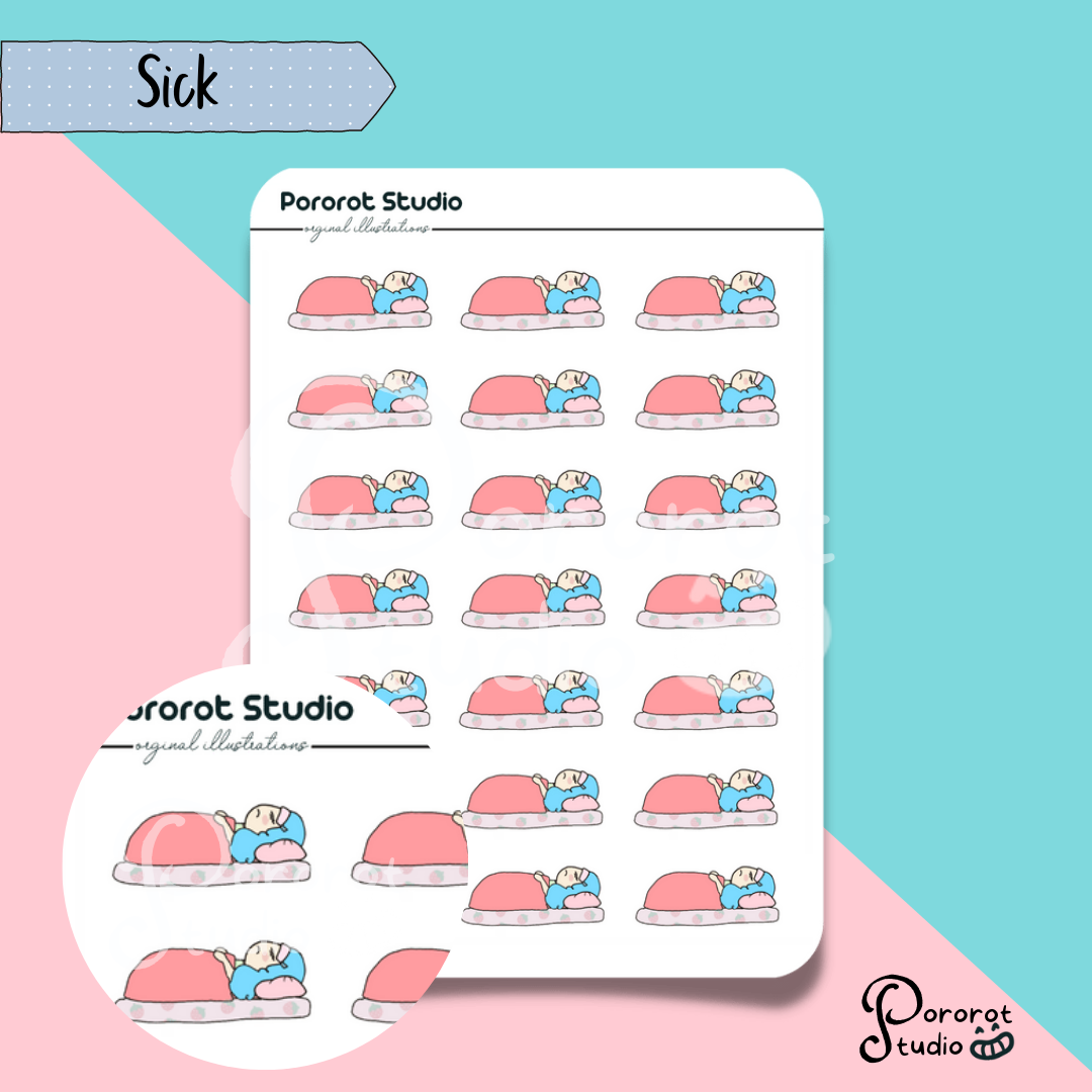 Pororot Studio I Sick Momo Sticker sheet for diary planner stationery ...