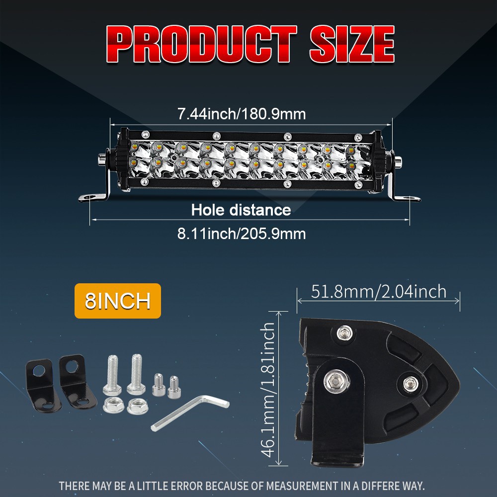 Car LIGHT Bar 7" 20" 32" 12D Slim LED LightBar Single Row 4x4 Led Lampu ...