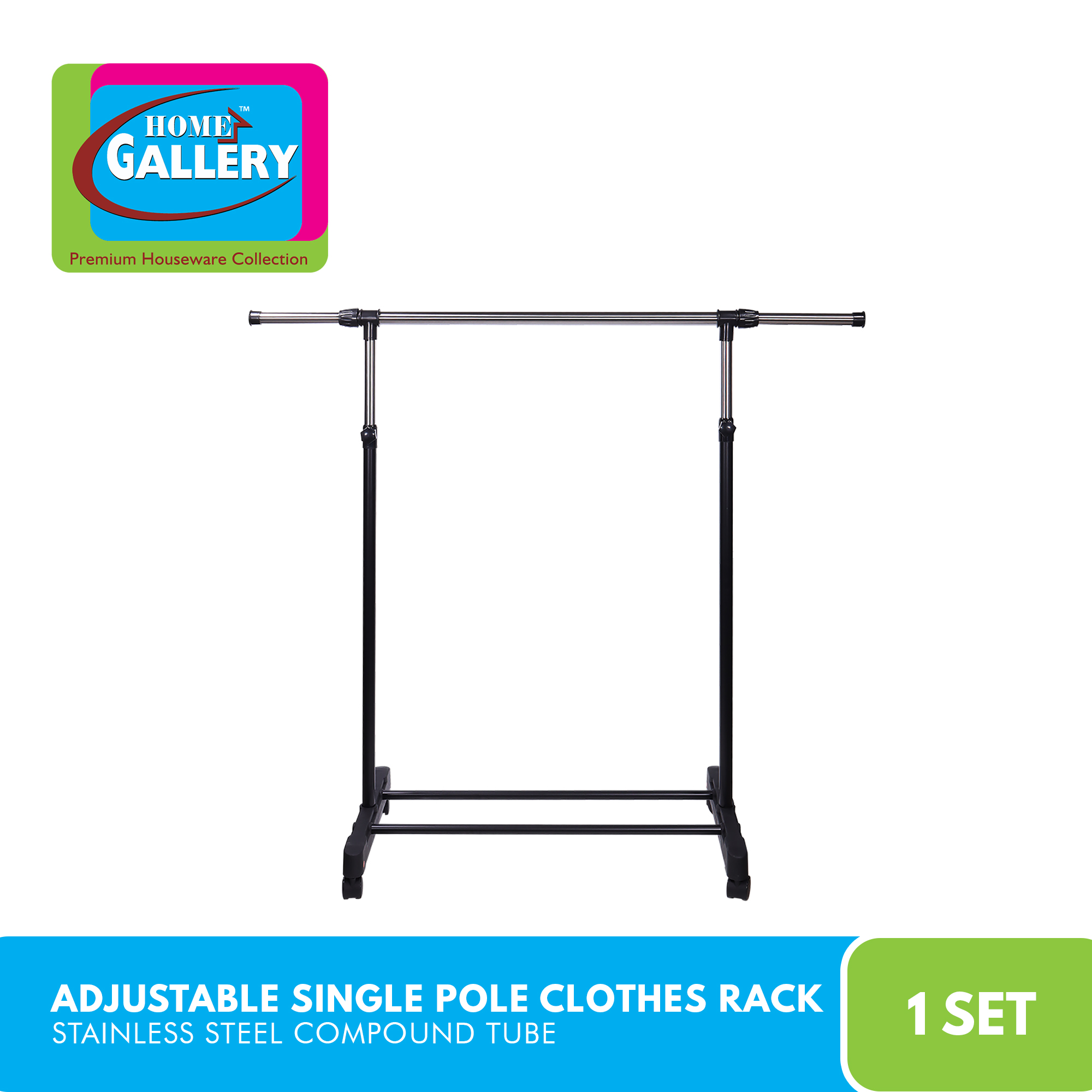 Home Gallery Adjustable Single Pole Clothes Rack | Clothes hanging rack ...