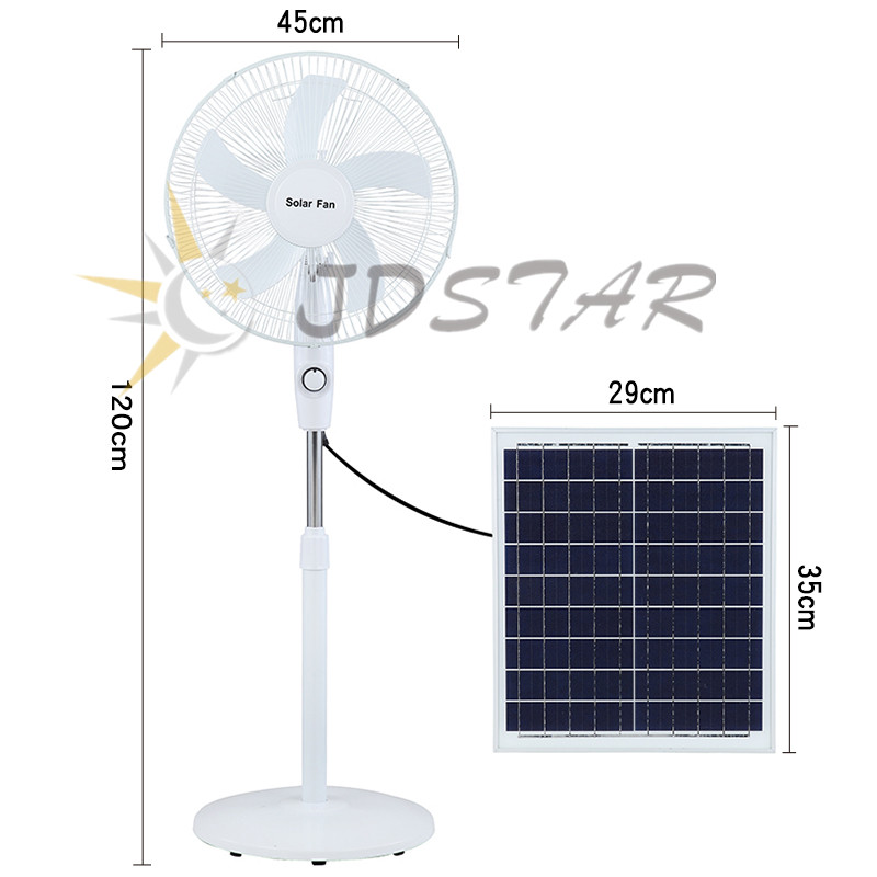 JDSTAR 99LL Solar Stand Fan 16 inches Solar Rechargeable Fan 16 Inch ...