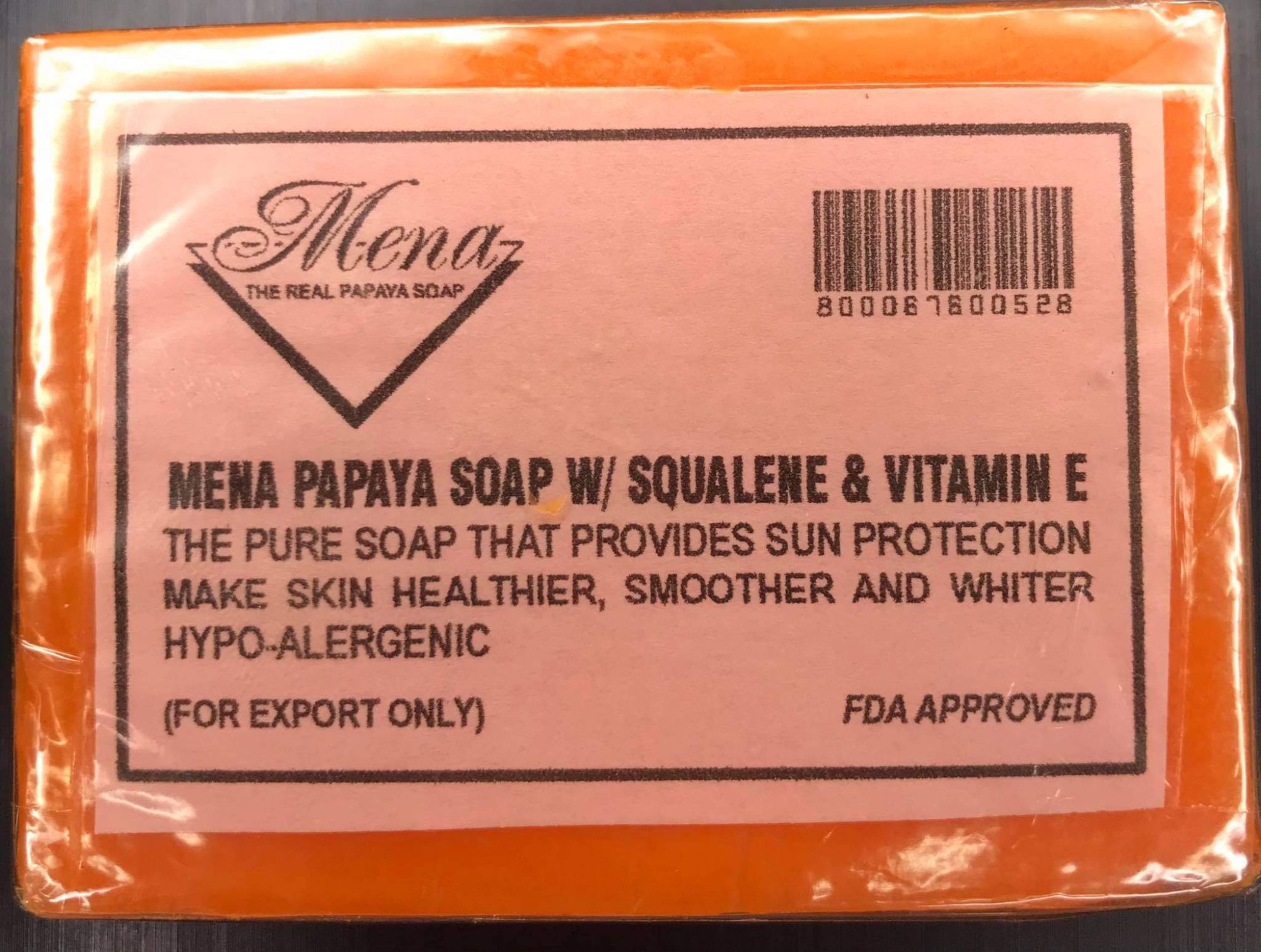 Original Mena soap papaya with vitamin e squalene 90-100g per bar ...