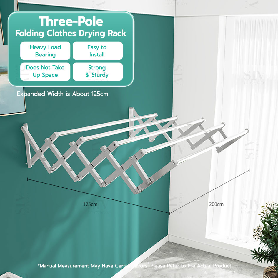 SIV Wall Mounted3/4/5bar Foldable Drying Rack Retractable Sampayan ...